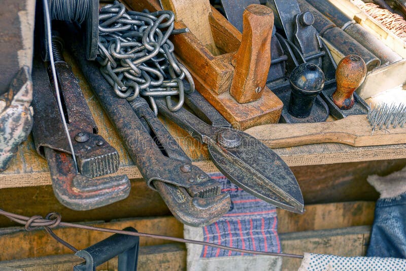 A Set of Construction Tools on a Table Stock Photo - Image of equipment ...