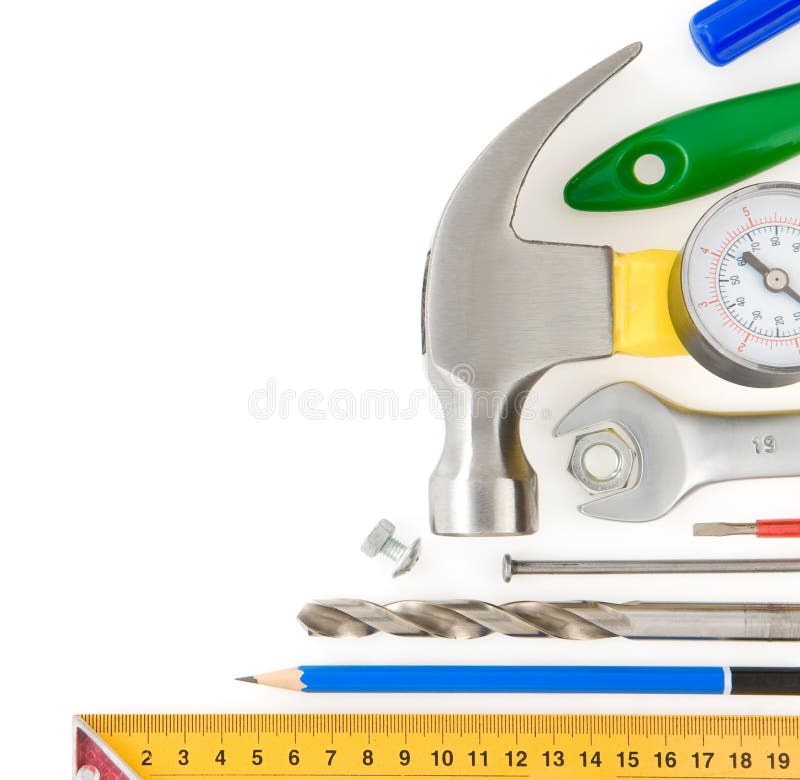 Set of Various Tools on White Background. Stock Photo - Image of ...
