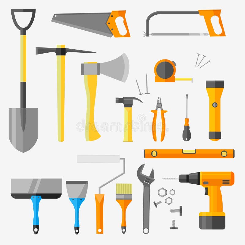 Set of Construction Tools on White Background Stock Vector ...