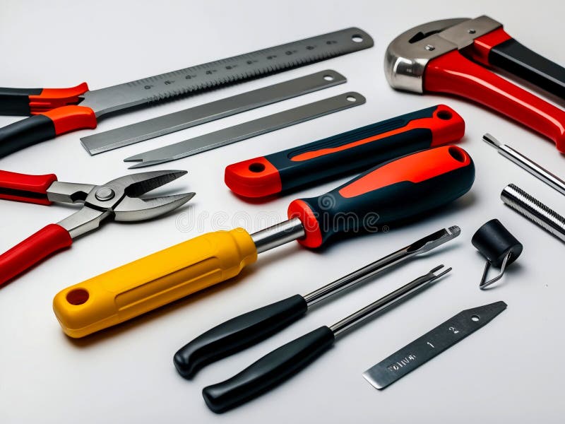 A Set of Construction Tools on a White Background. Stock Illustration ...