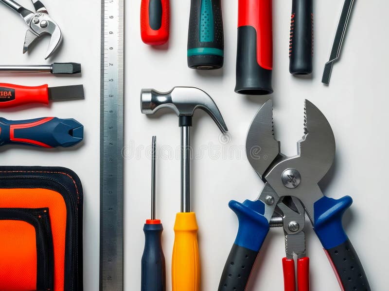 A Set of Construction Tools on a White Background. Stock Illustration ...