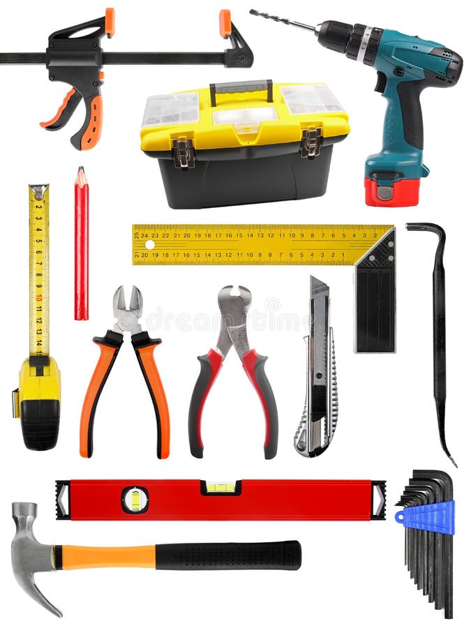 Tools Isolated on a White Background Stock Photo - Image of hammer ...