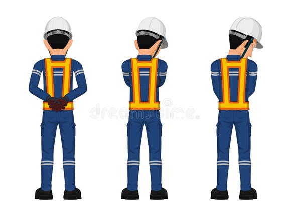 Set of Construction Worker in the Position of Looking at Something on ...