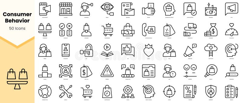 Set of Consumer Behavior Icons. Simple Line Art Style Icons Pack Stock ...