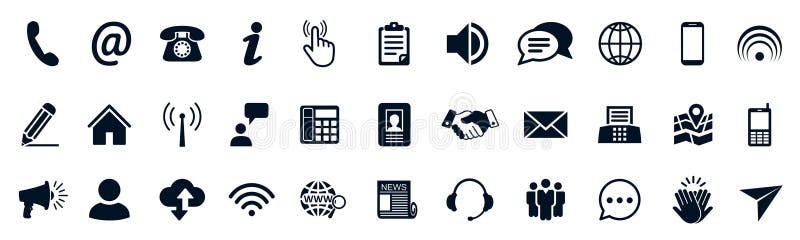 Set Contact Icons, Collection Communication Contact Signs - Vector ...