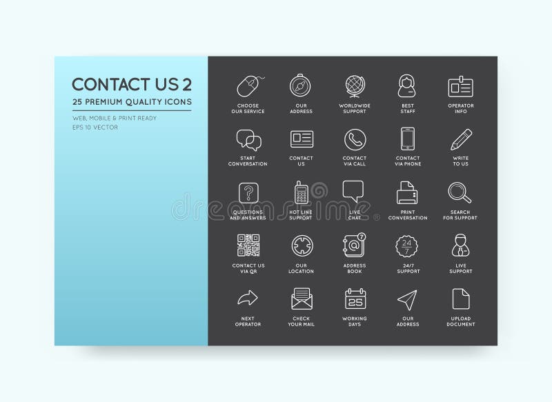 Set of Contact Us Service Elements and Assistance Support Can Be Stock ...