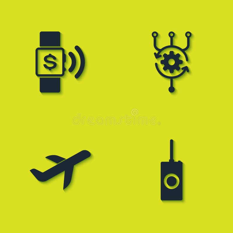 Set Contactless Payment, Remote Control, Plane and Algorithm Icon ...