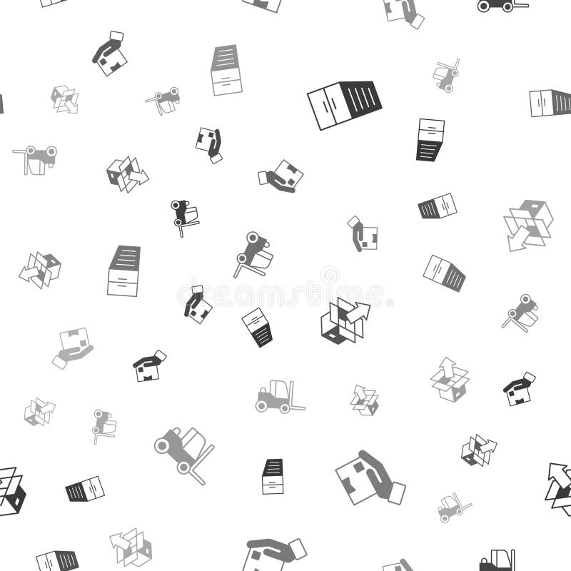 Set Container, Delivery Hand with Box, Unboxing and Forklift Truck on ...