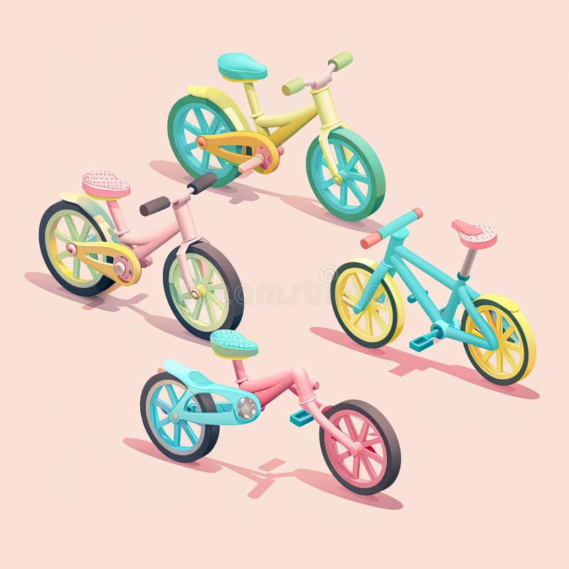 The Set Contains Various Types of Bicycles, Including Wheels and Tires ...
