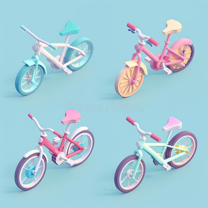 The Set Contains Various Types of Bicycles, Including Wheels and Tires ...