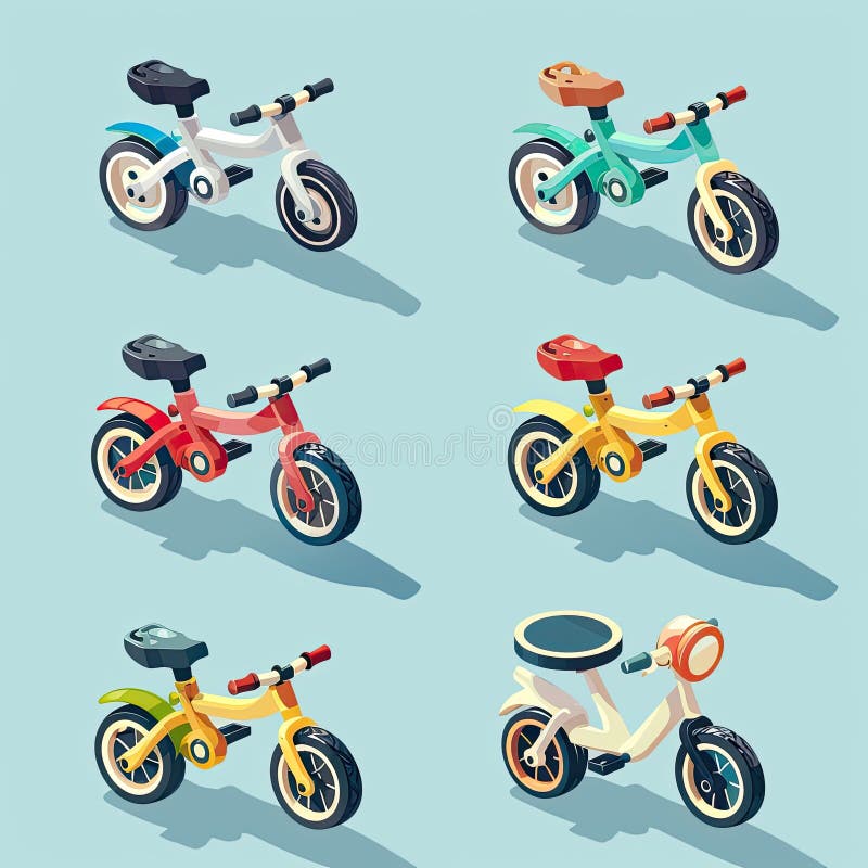 The Set Contains Various Types of Bicycles, Including Wheels and Tires ...