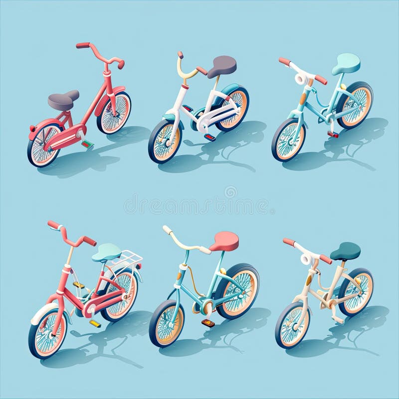 The Set Contains Various Types of Bicycles, Including Wheels and Tires ...