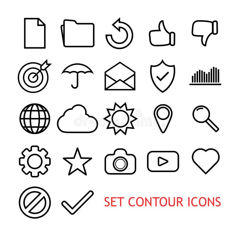 Set Contour Icons stock vector. Illustration of dislike - 72156134