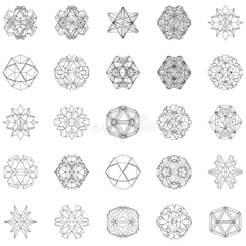 Set with Contour of Various Geometric Shapes from Black Lines on a ...