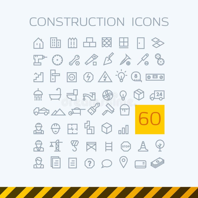 Set Contour Web Icons Construction. Vector Illustration Stock Vector ...