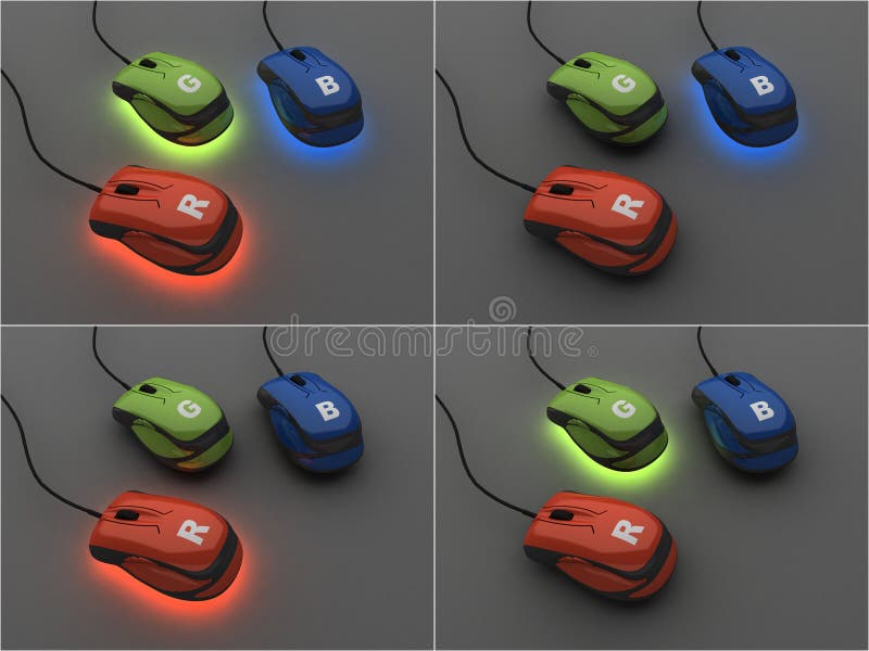 Set (Control of RGB Colour the Mouse) Stock Illustration - Illustration ...