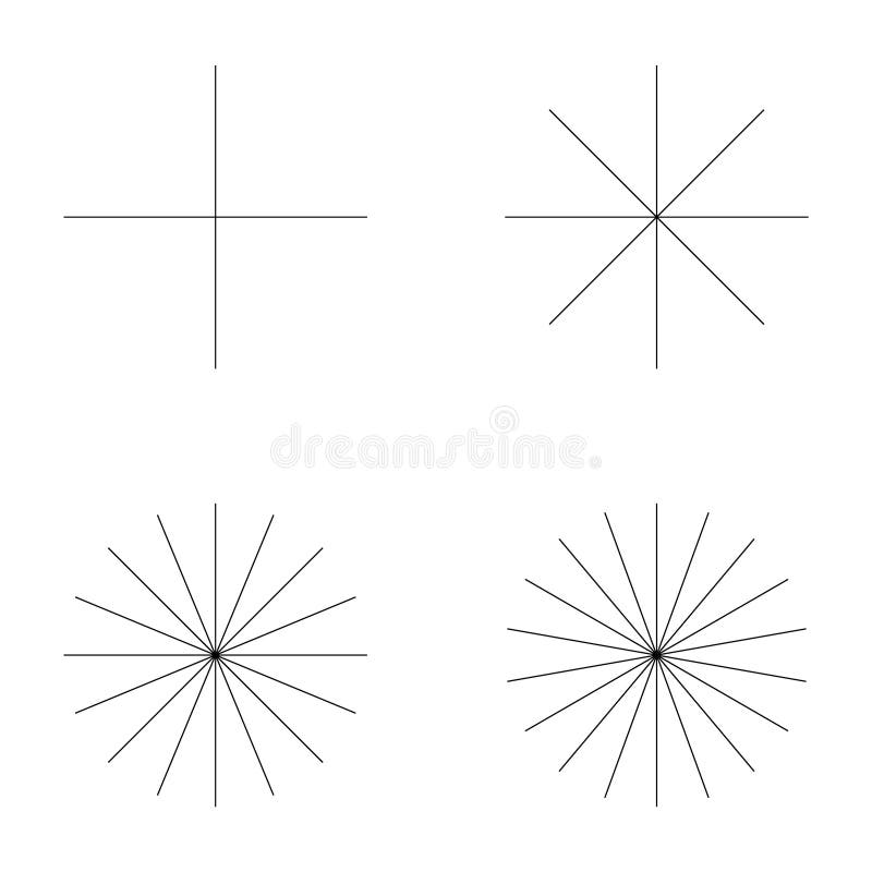 Set of Converging Radiating Lines Burst Icon, Geometric Sunburst ...