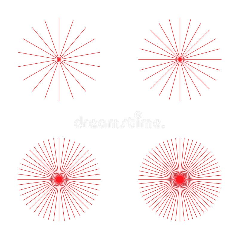 Set of Converging Radiating Lines Burst Icon, Geometric Sunburst ...