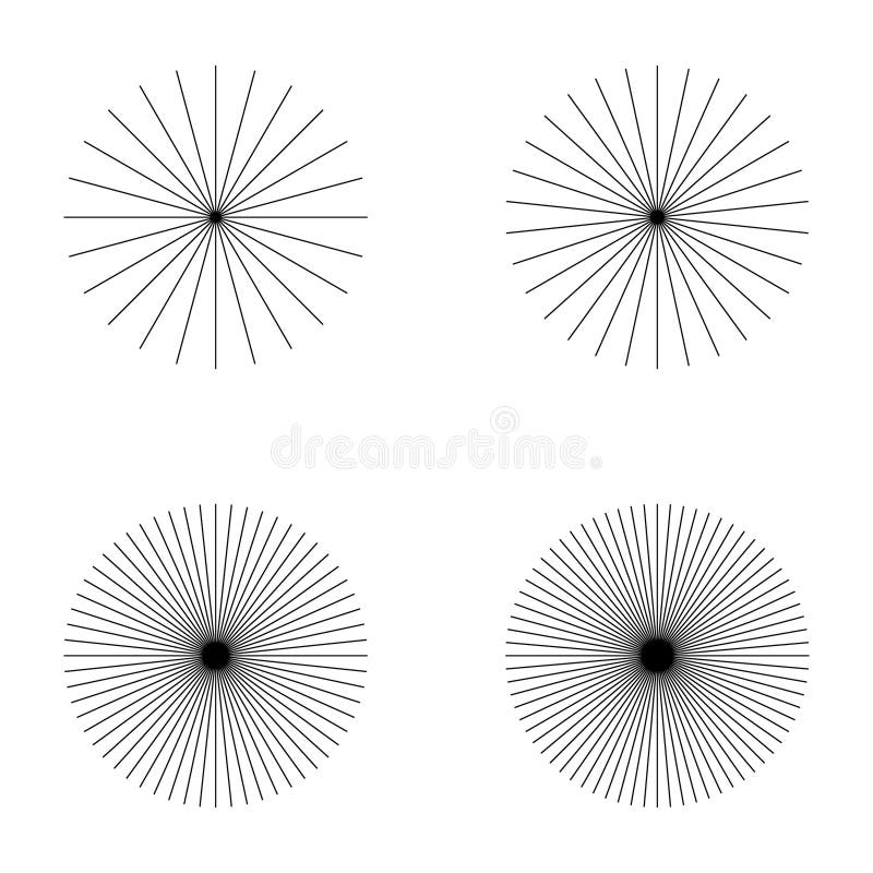 Set of Converging Radiating Lines Burst Icon, Geometric Sunburst ...