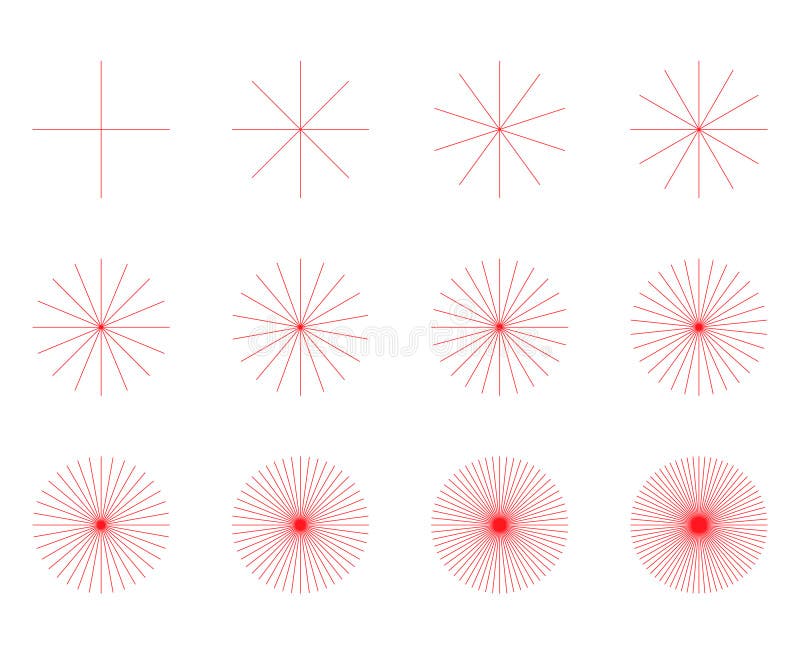 Set of Converging Radiating Lines Burst Icon, Geometric Sunburst ...