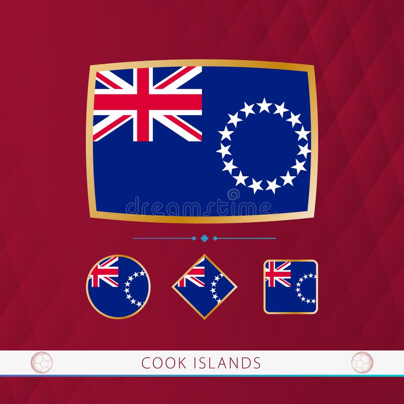 Set of Cook Islands Flags with Gold Frame for Use at Sporting Events on ...