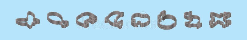 Set of Cookie Cutter Cartoon Icon Design Template with Various Models ...