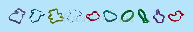 Set of Cookie Cutter Cartoon Icon Design Template with Various Models ...