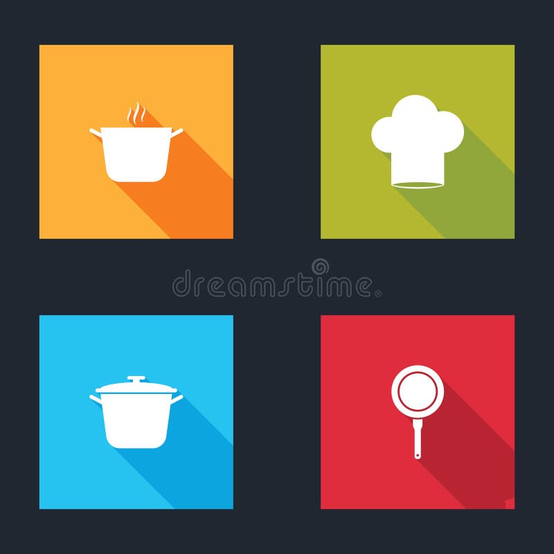 Set Cooking Pot, Chef Hat, and Frying Pan Icon. Vector Stock Vector ...