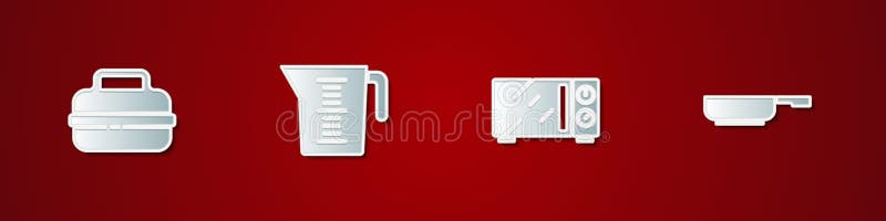 Set Cooking Pot, Measuring Cup, Microwave Oven and Frying Pan Icon ...