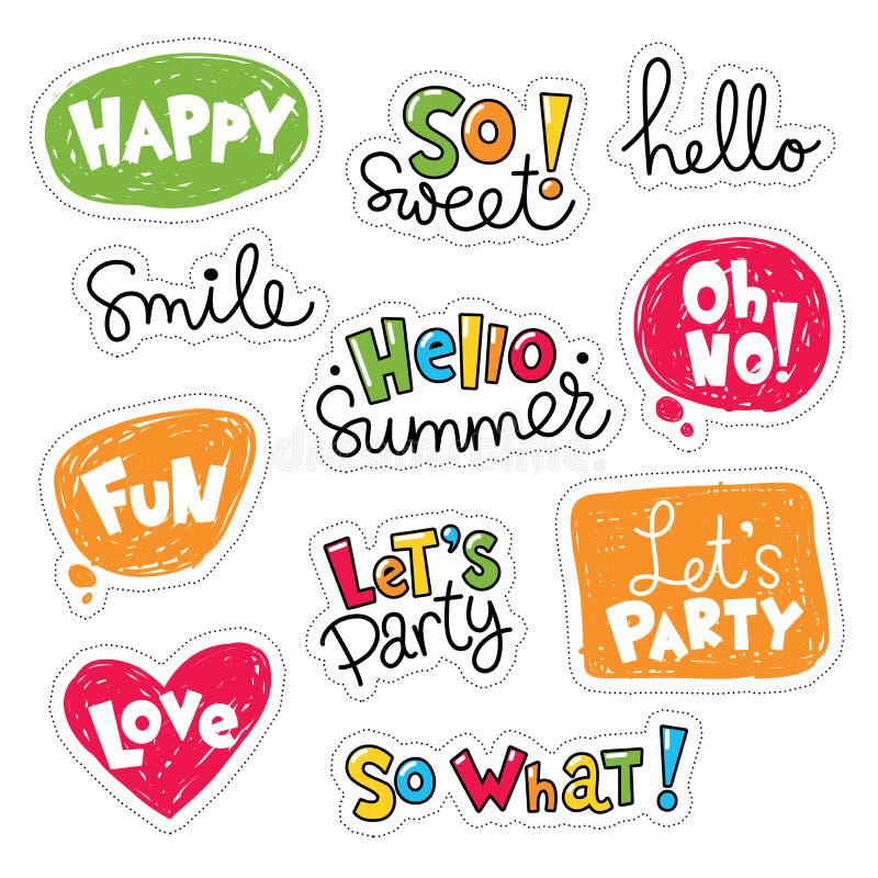Set of Cool Stickers, Patches and Labels with Text Stock Vector ...