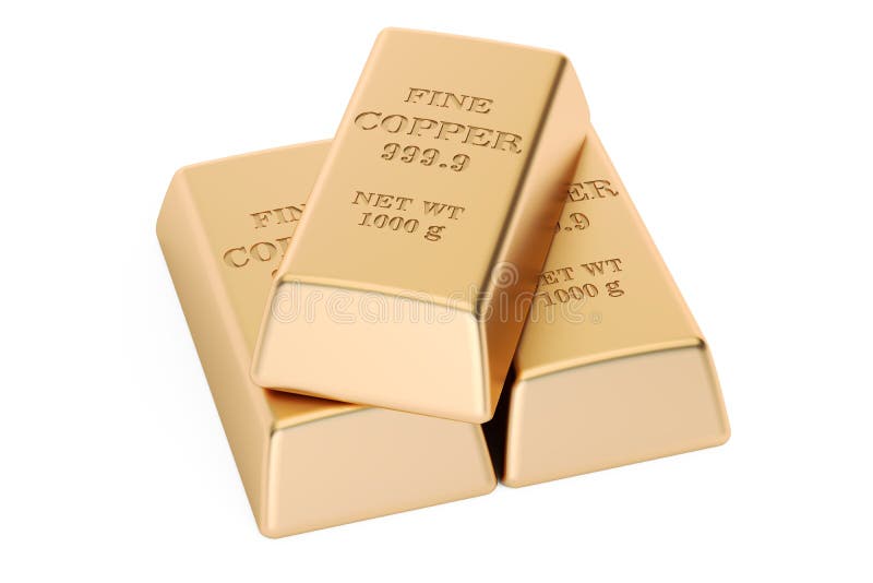 Set of Copper Ingots, 3D Rendering Stock Illustration - Illustration of ...