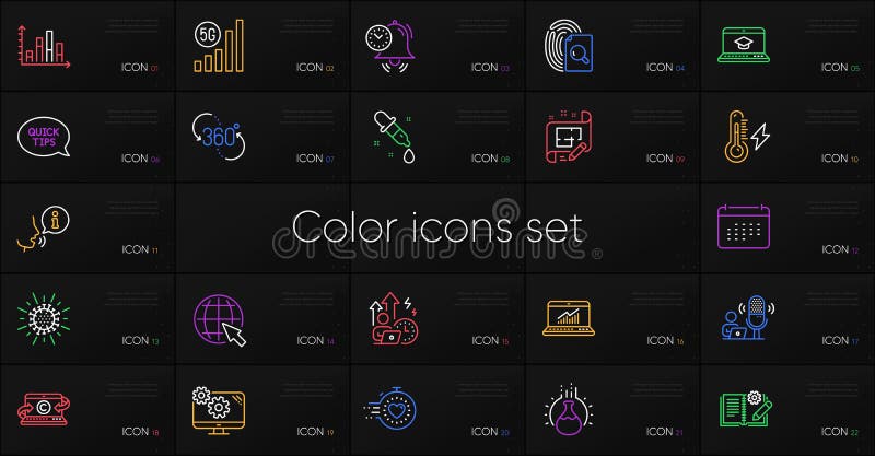 Set of Copywriting Notebook, Difficult Stress and 360 Degree Line Icons ...