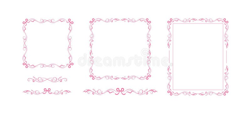 Set of Coquette Bow Frames and Text Delimiters Stock Vector ...