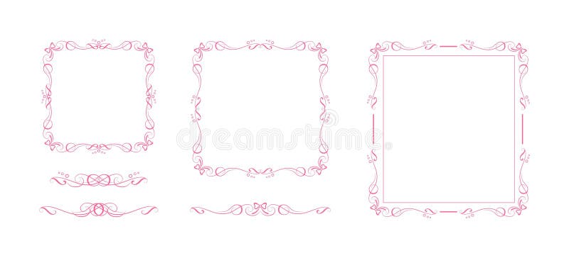 Set of Coquette Bow Frames, Text Delimiters Stock Vector - Illustration ...