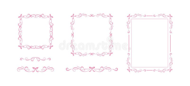 Set of Coquette Frames, Text Dividers Stock Vector - Illustration of ...
