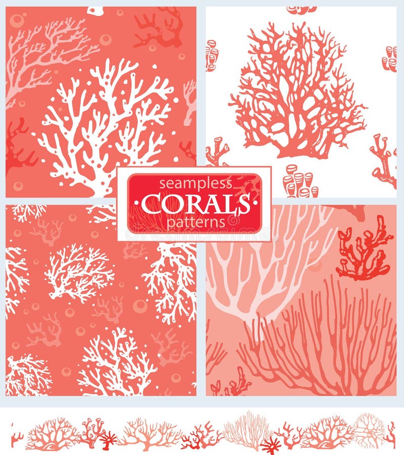 Set of Corals Seamless Patterns Stock Vector - Illustration of ...