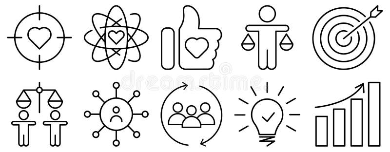 Set of core values icons stock vector. Illustration of icon - 269316346