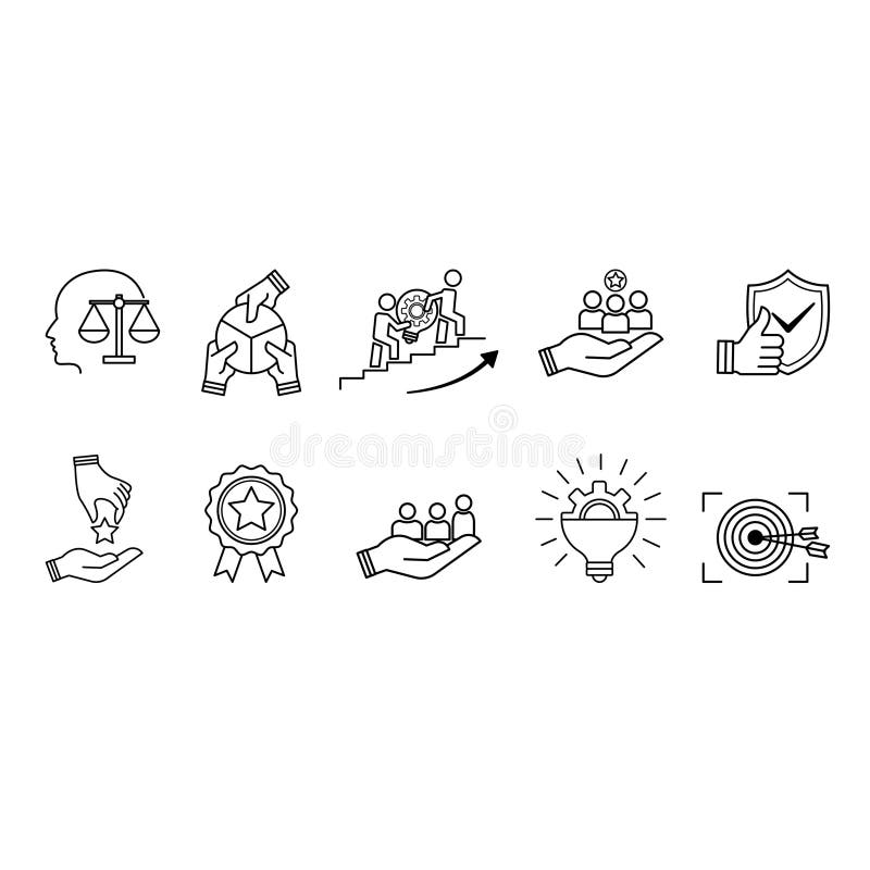 Set of Core Values Icons. stock vector. Illustration of vector - 311555060