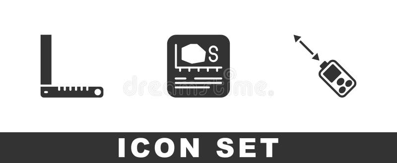 Set Corner Ruler, Area Measurement and Laser Distance Measurer Icon ...