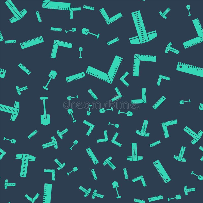 Set Corner Ruler, T-square Line, Shovel and Ruler on Seamless Pattern ...