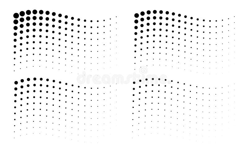 Set of Corner Gradient Halftone Dots Backgrounds. Horizontal Templates ...