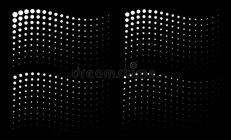 Set of Corner Gradient Halftone Dots Backgrounds. Horizontal Templates ...