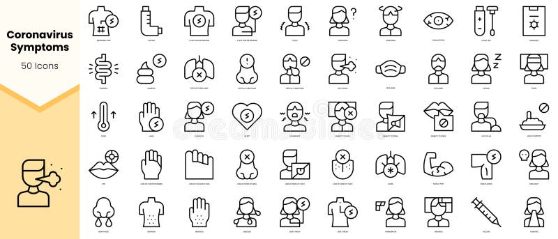Set of Coronavirus Symptoms Icons. Simple Line Art Style Icons Pack ...