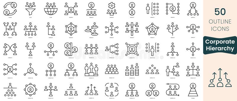Set of Corporate Hierarchy Icons. Thin Linear Style Icons Pack Stock ...