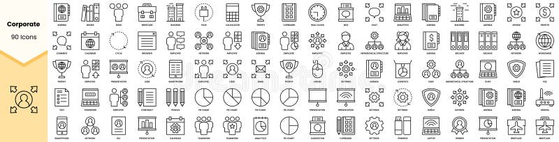 Set of Corporate Icons. Simple Line Art Style Icons Pack Stock Vector ...