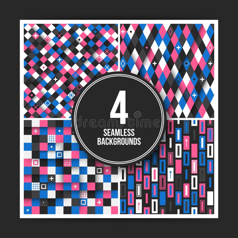 Set of 4 Corporate Patterns with Simple Geometric Elements Stock Vector ...