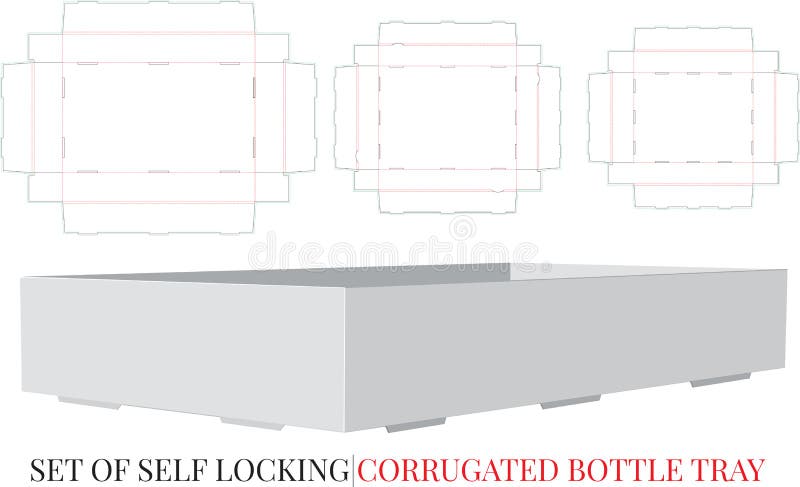 Corrugated Tray Template, Tray with Handles. Vector with Die Cut ...