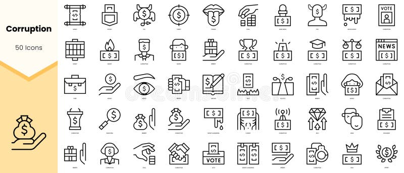 Set of Corruption Icons. Simple Line Art Style Icons Pack Stock Vector ...