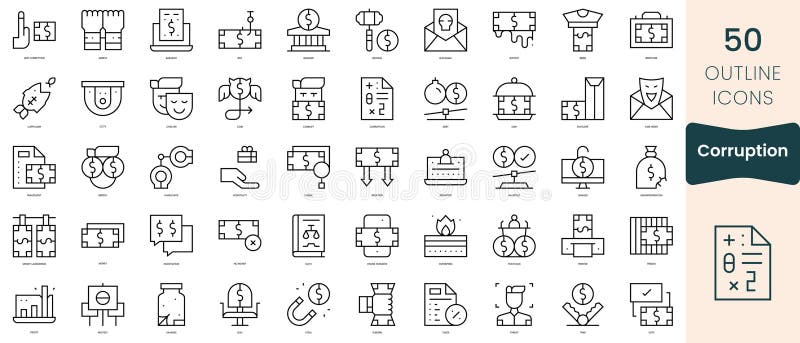Set of Corruption Icons. Thin Linear Style Icons Pack Stock Vector ...