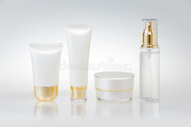 Set of Cosmetic Containers for Cream, Gel, Deodorant Stock Photo ...
